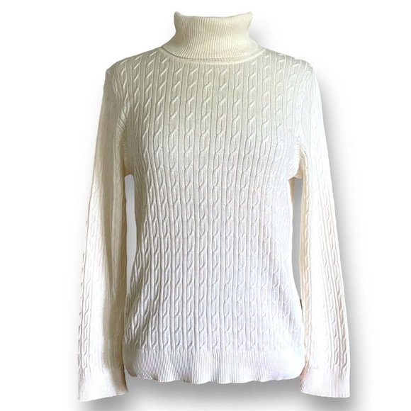 Talbots | Sweaters | Talbots Womens Sweater Sz Lp L Petite Ivory Pima ...